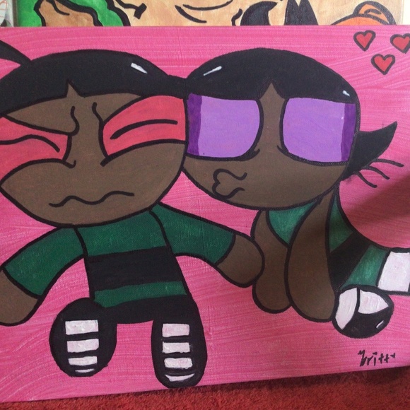 Art | Powerpuff Couple Painting | Poshmark